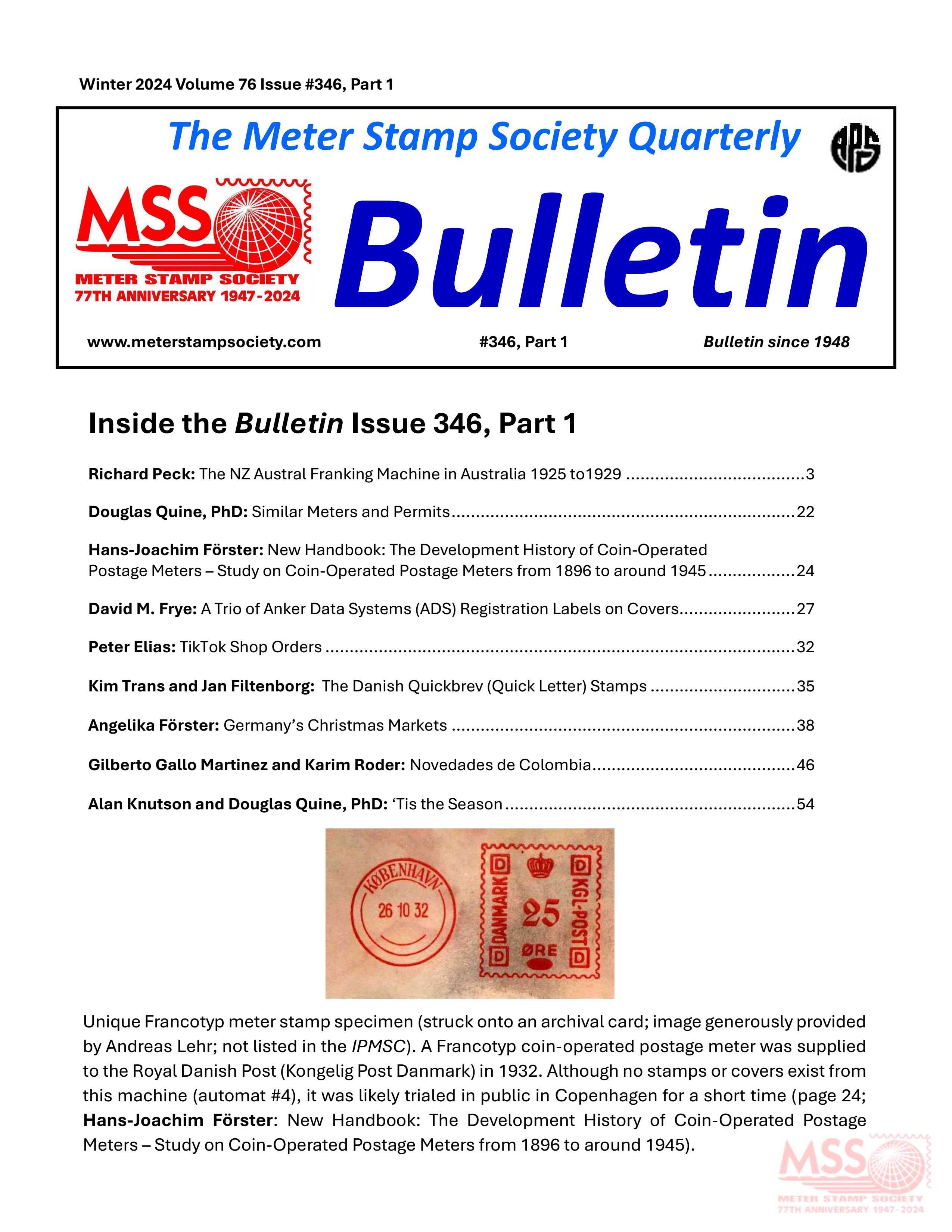 MSS Bulletin | The Meter Stamp Society